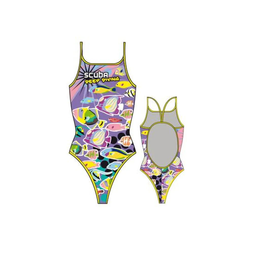 Turbo Scuba Thin Strap Swimsuit Purple | Swiminn