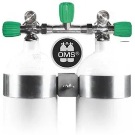 OMS Twinset Steel Scuba Tanks 12L 300 Bar Long DIR Style Bands Silver ...